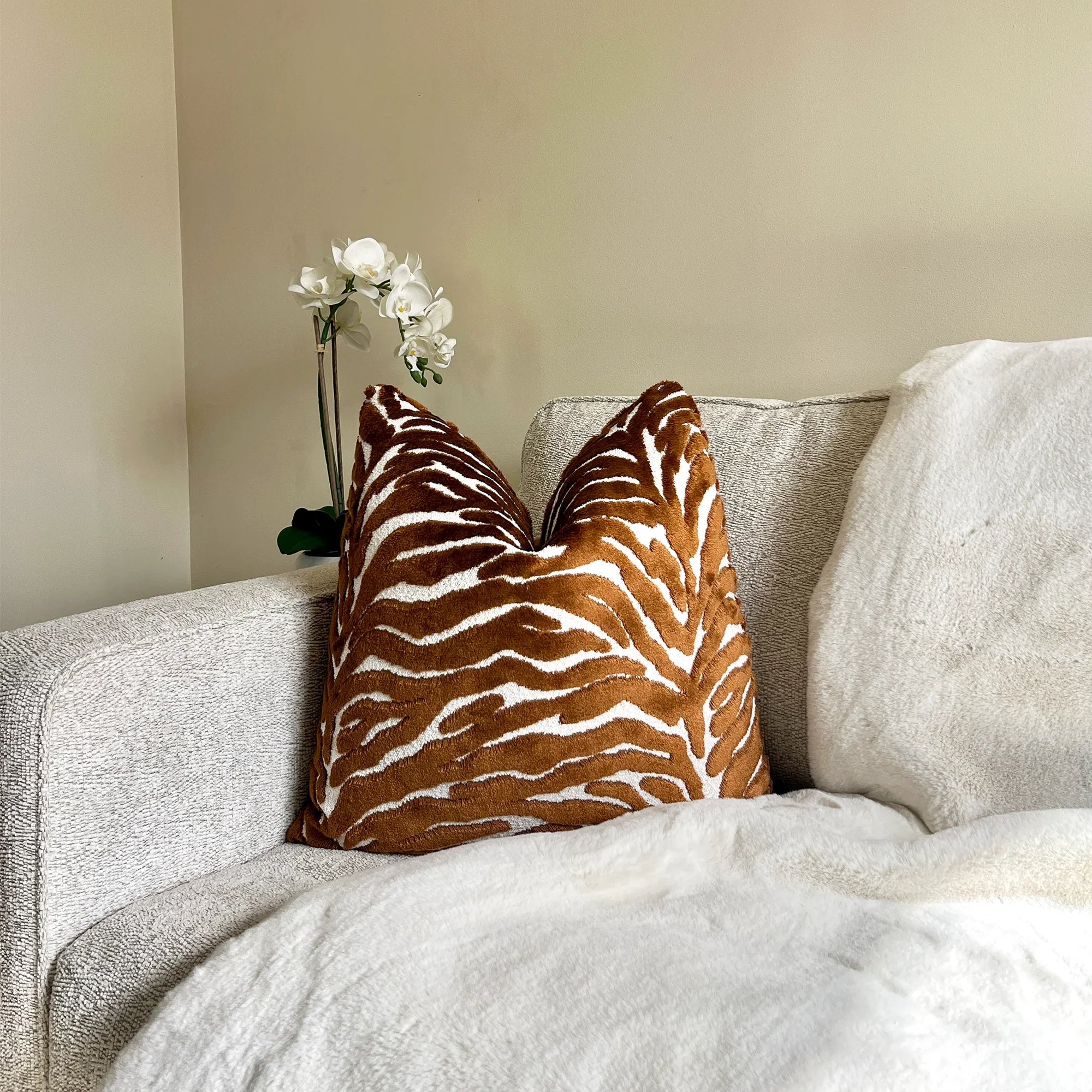 Mocha Brown Zebra Velvet Throw Pillow – Smithy Home Couture